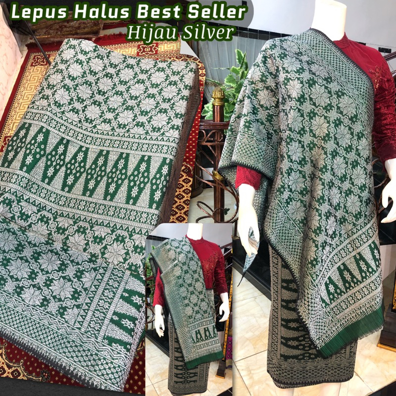 Jual Songket Lepus Halus Best Seller / Hijau silver/ Songket Tenun Palembang asli Tenun Tangan ...