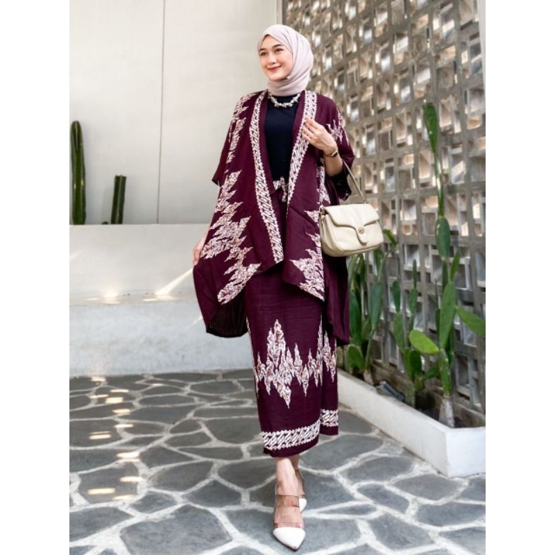 Jual OUTFIT KONDANGAN SIMPEL ONE SET BATIK OUTER ROK LILIT KIMONO ...