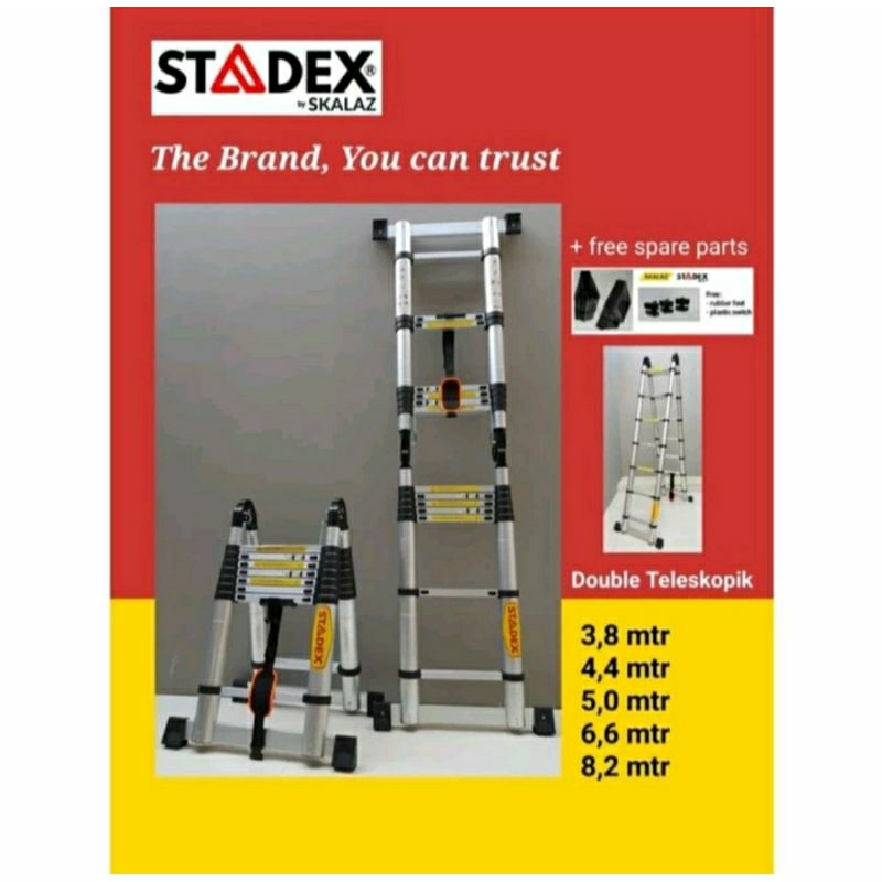 Jual Tangga Teleskopik Double 3,3 m + 3,3 m = 6,6 meter Merk STADEX by Skalaz | Shopee Indonesia