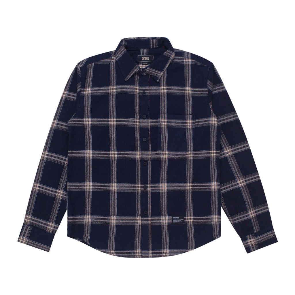 Jual Screamous Kemeja Flannel SENS NAVY CREAM | Shopee Indonesia