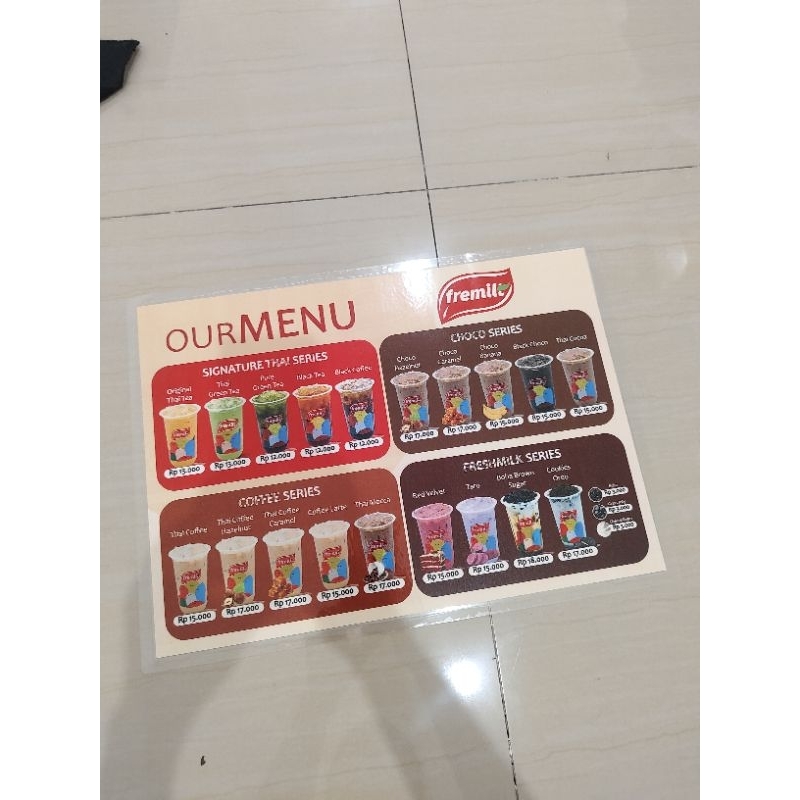 Jual cetak daftar menu / harga / list / makanan / minuman A3 laminasi ...