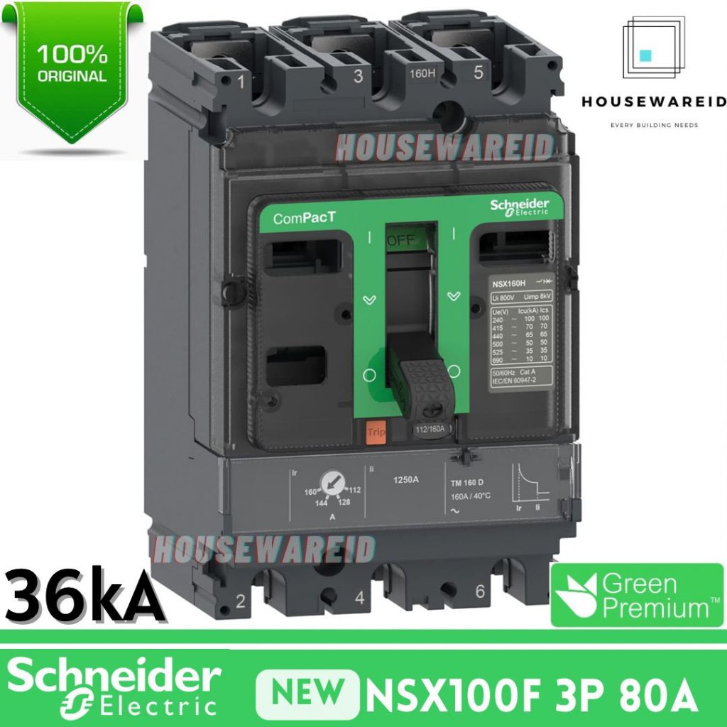 Jual MCCB 3p 80a Schneider NSX100F 36kA Original / MCCB 3 Phase 80 Ampere Schneider NSX ...