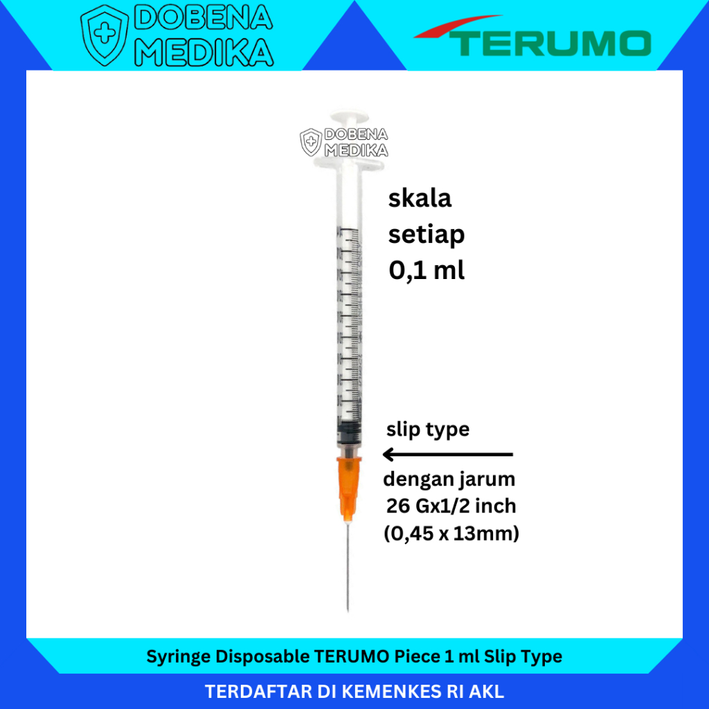Jual Disposable Syringe Terumo 1 ml Slip Type With Needle Tuberculin / Suntikan 1 cc Tipe Selip ...