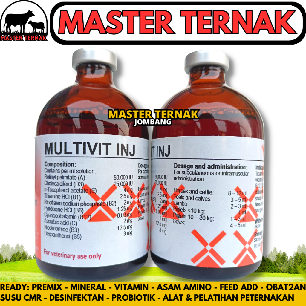 Jual MULTIVIT INJ 100 ml - Multivitamin Inject Lengkap untuk Hewan Kuda ...