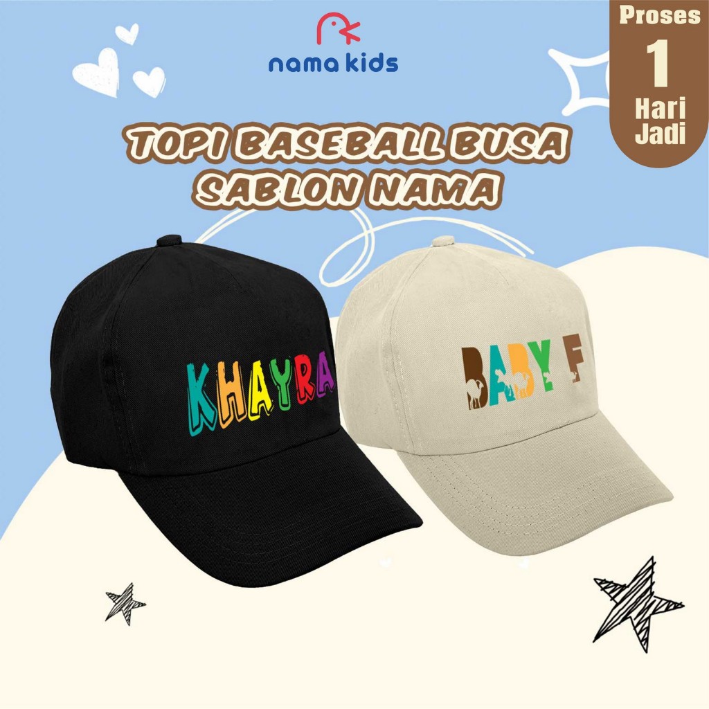 Jual TOPI ANAK SABLON COSTUM NAMA ANAK TOPI BASEBALL BUSA ANAK COSTUM ...