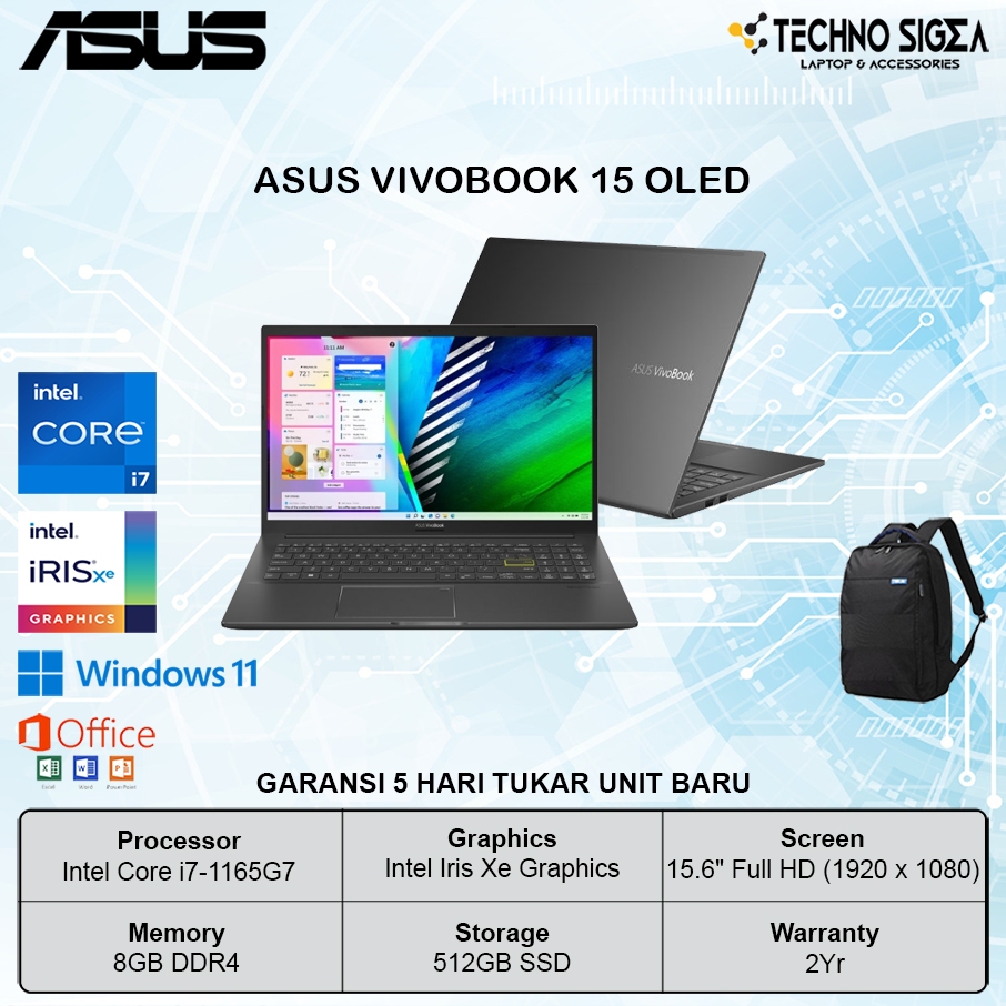 Jual ASUS Vivobook 15 OLED K513EA i7 1165G7 8GB 512GB 15.6 FHD | Shopee ...