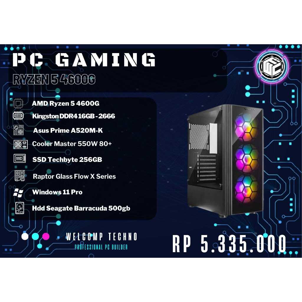 Jual PC Rakitan Komputer Gaming Ryzen 5 4600G / Ram 16Gb (8X2) / 256 SSD / 500GB HDD / Raptor ...