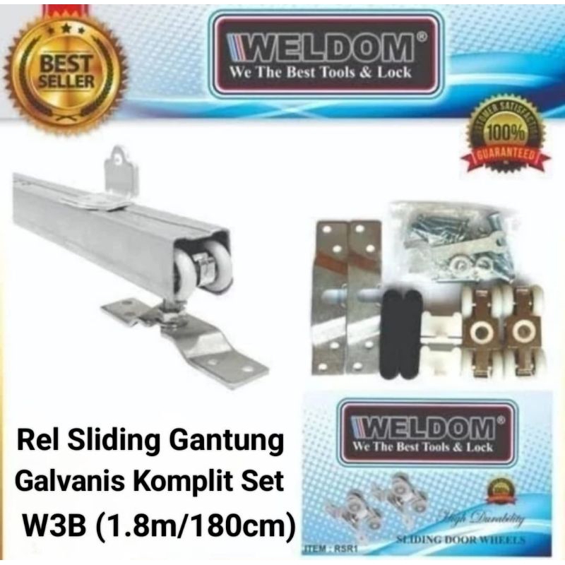 Jual Rel Pintu Geser Sliding Gantung Galvanis Panjang 1.8meter komplit set | Shopee Indonesia