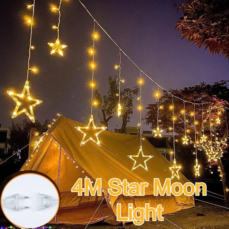 Jual Lampu LED Hiasan Idul Fitri / Lampu Tirai 4 Meter Bulan Bintang ...