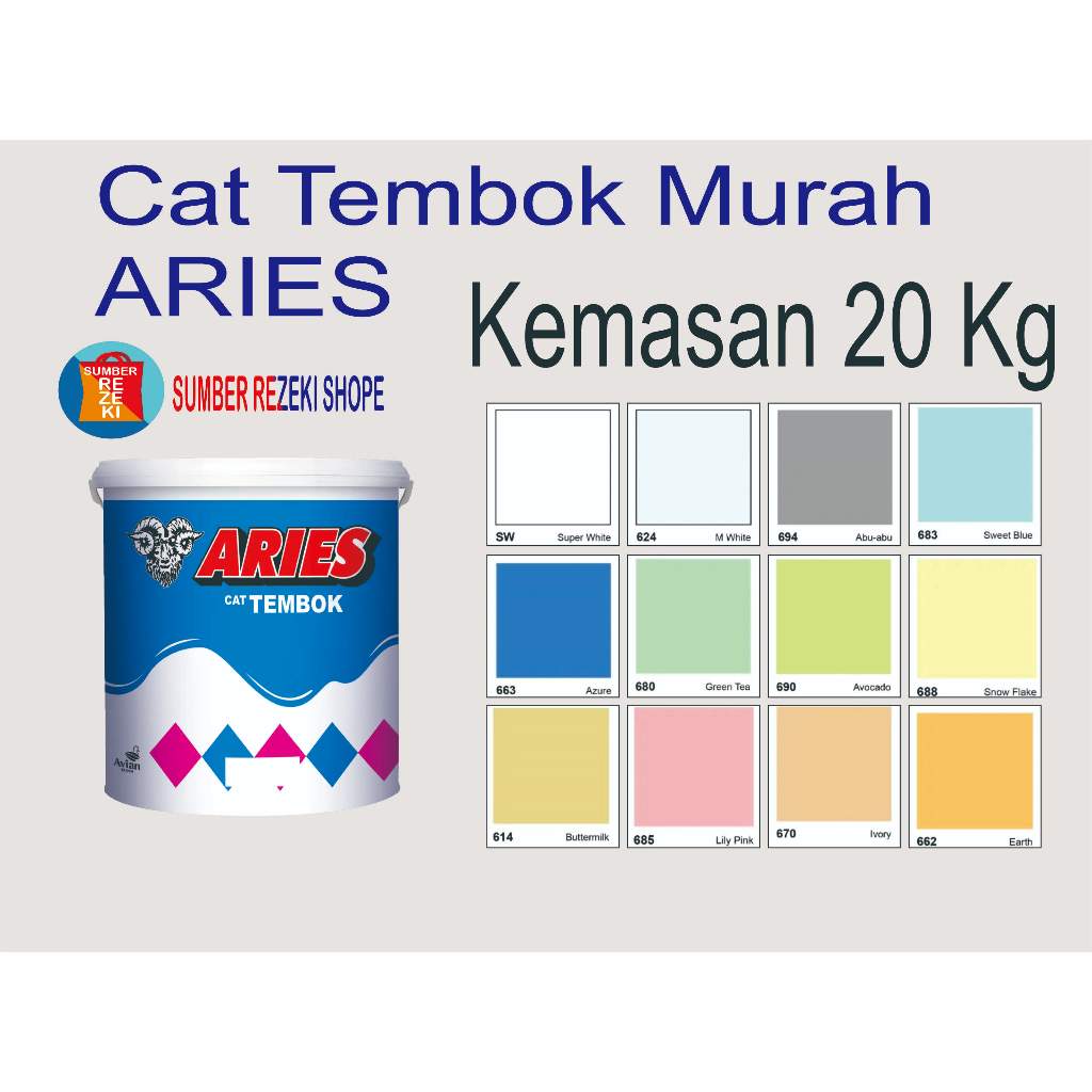 Jual CAT TEMBOK "ARIES" 20KG CAT MURAH & EKONOMIS | CAT DINDING ...