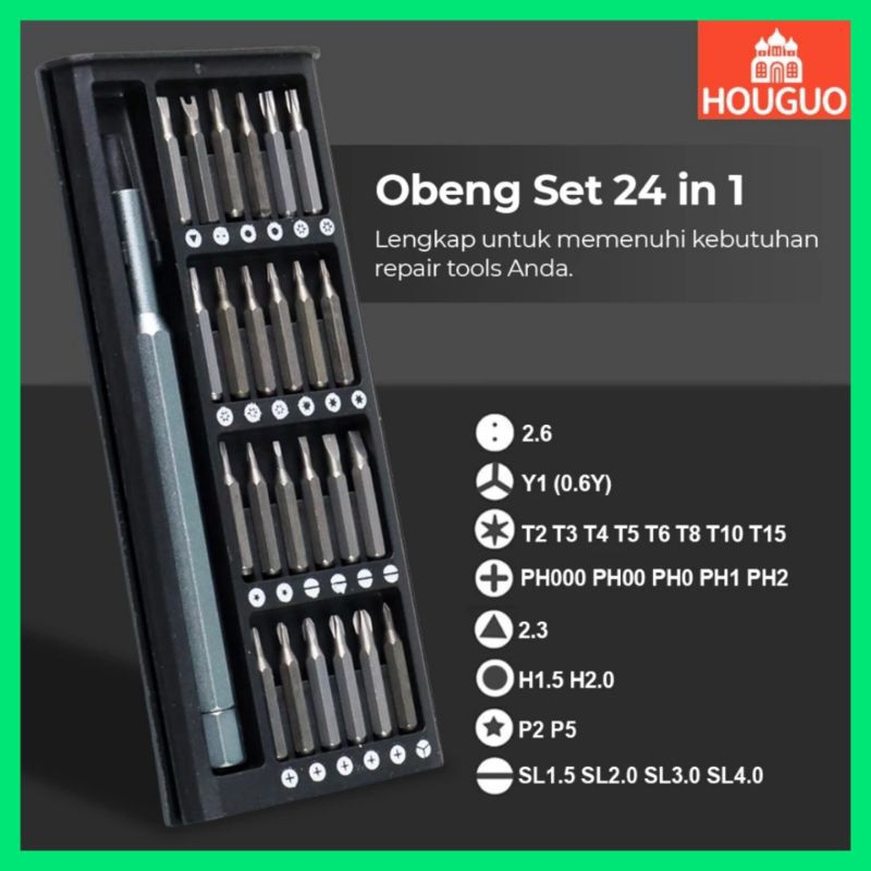 Jual set obeng magnet magnetic 24 in 1 obeng baut kecil multifungsi 24 ...