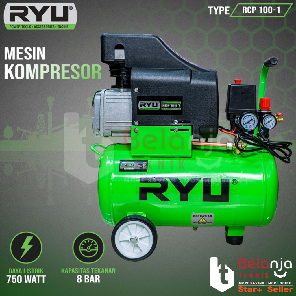 Jual Ryu Air Kompressor Angin Portable Tekiro RCP 100-1 1 HP 25 L 750 ...