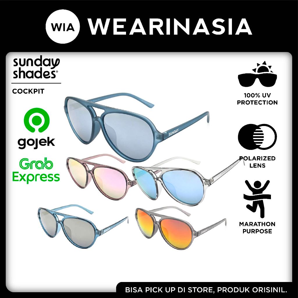 Jual Sunday Shades Cockpit Series Sunglasses 100% UV Unisex Original ...