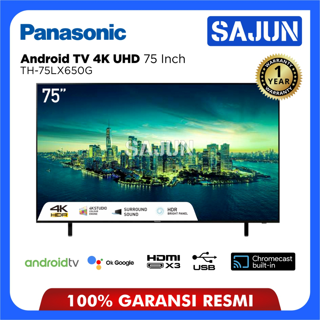 Jual Panasonic TV Android 75 Inch TH-75LX650G Smart TV LED 4K HDR Digital | Shopee Indonesia