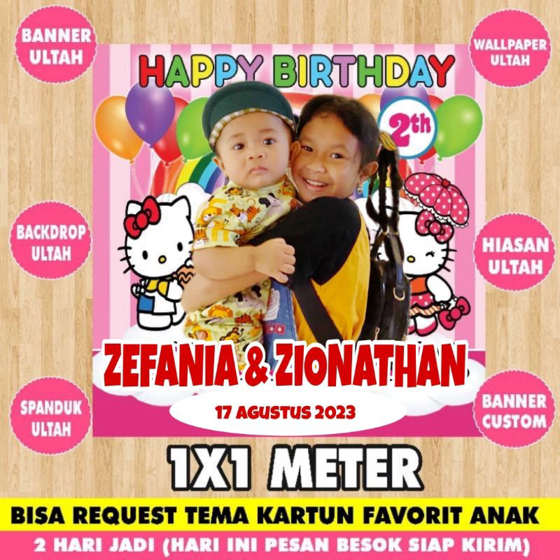 Jual Banner / Backdrop ultah, Spanduk Free desaign bisa Custom | Shopee ...
