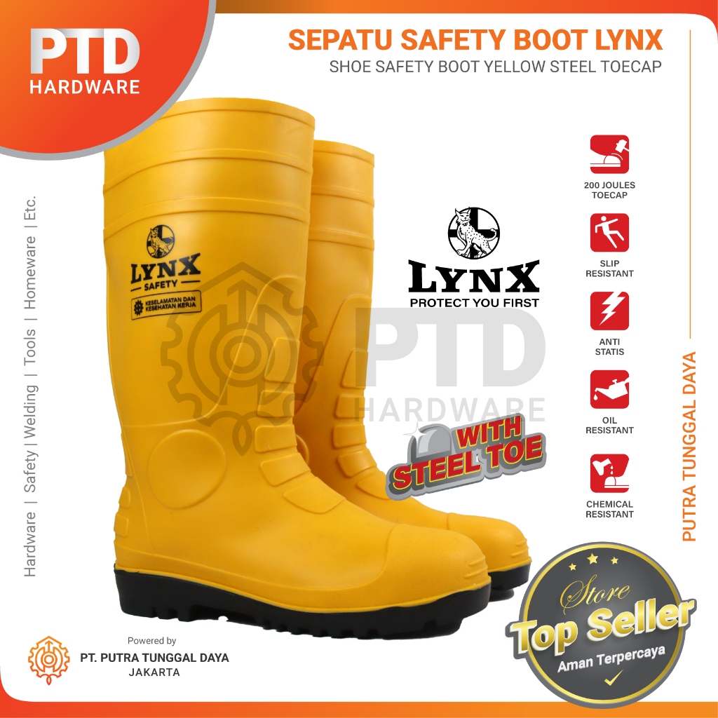 Jual Sepatu Boot Safety Proyek Kuning Ujung Besi Steel Toe Lynx ...