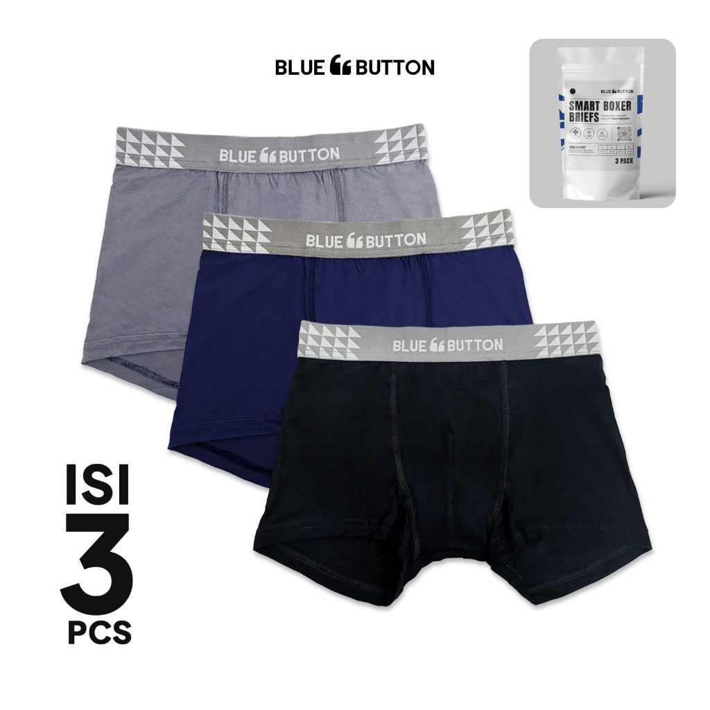 Jual BlueButton Smart Boxer Briefs Celana Dalam Pria Boxer isi 3 Basic Rayon Spandex Premium ...