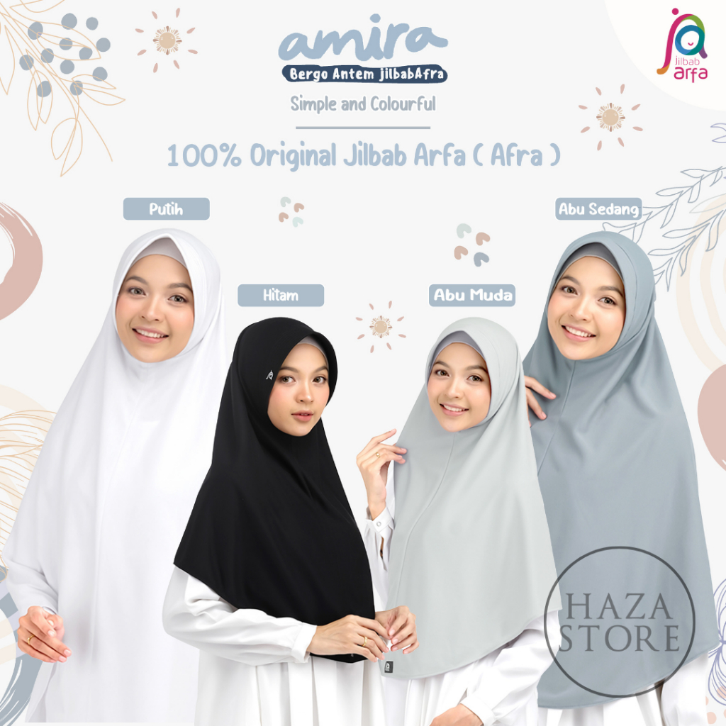 Jual Jilbab Arfa (Afra) Amira Warna Baru 100% Original - Bergo Instan Remaja Sekolah Pet Antem ...