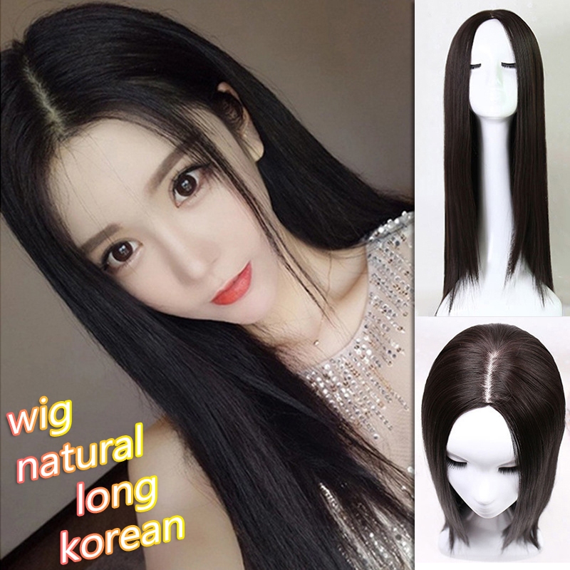 Jual Wig Natural Hair Long Straight Korean Wig Rambut Palsu Wanita ...