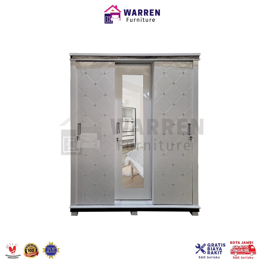 Jual Lemari Pakaian 3 Pintu Sliding Multiplex Motif Diamond | Shopee ...