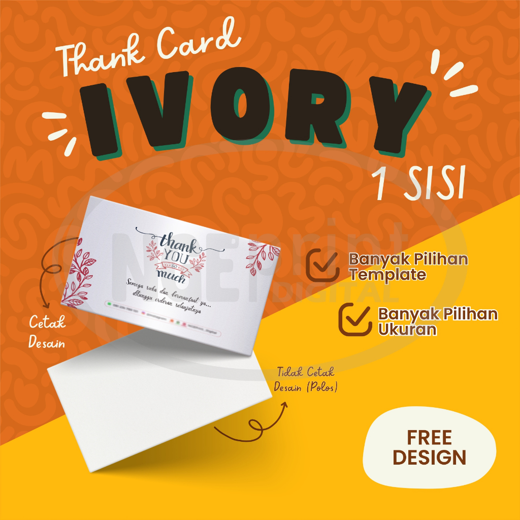 Jual Thanks Card Custom 1 Sisi [IVORY] Aeshtetic Kartu Hampers / Kartu ...