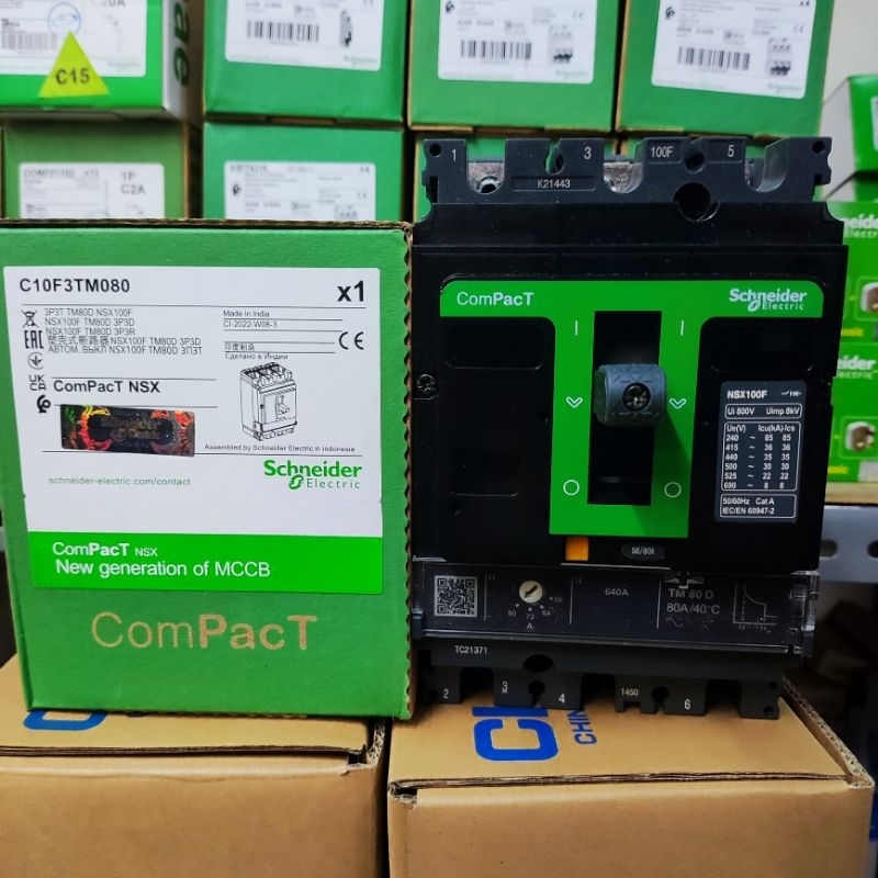 Jual MCCB NSX100F 3P 80A 36KA C10F3TM080 ADJUSTABLE 58-80A Schneider | Shopee Indonesia