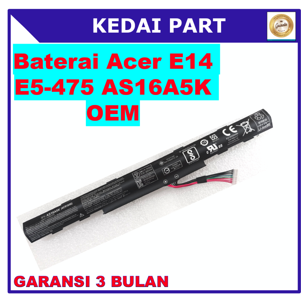 Jual BATERAI ACER ASPIRE E5-475 ES 14 ES1-432 ES1 432 E5-475G AS16A5K OEM | Shopee Indonesia