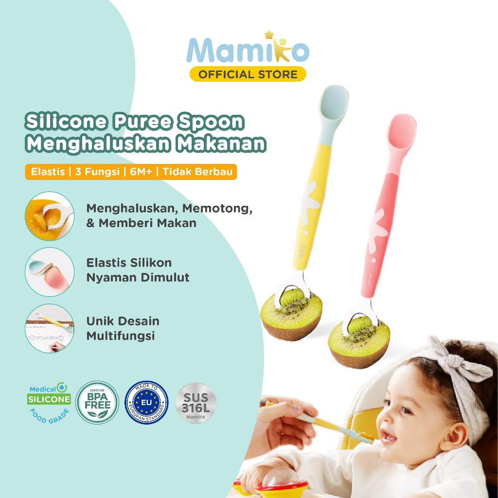 Jual KUB 3 in 1 Stainless Steel Multifunctional Puree Spoon | Sendok ...