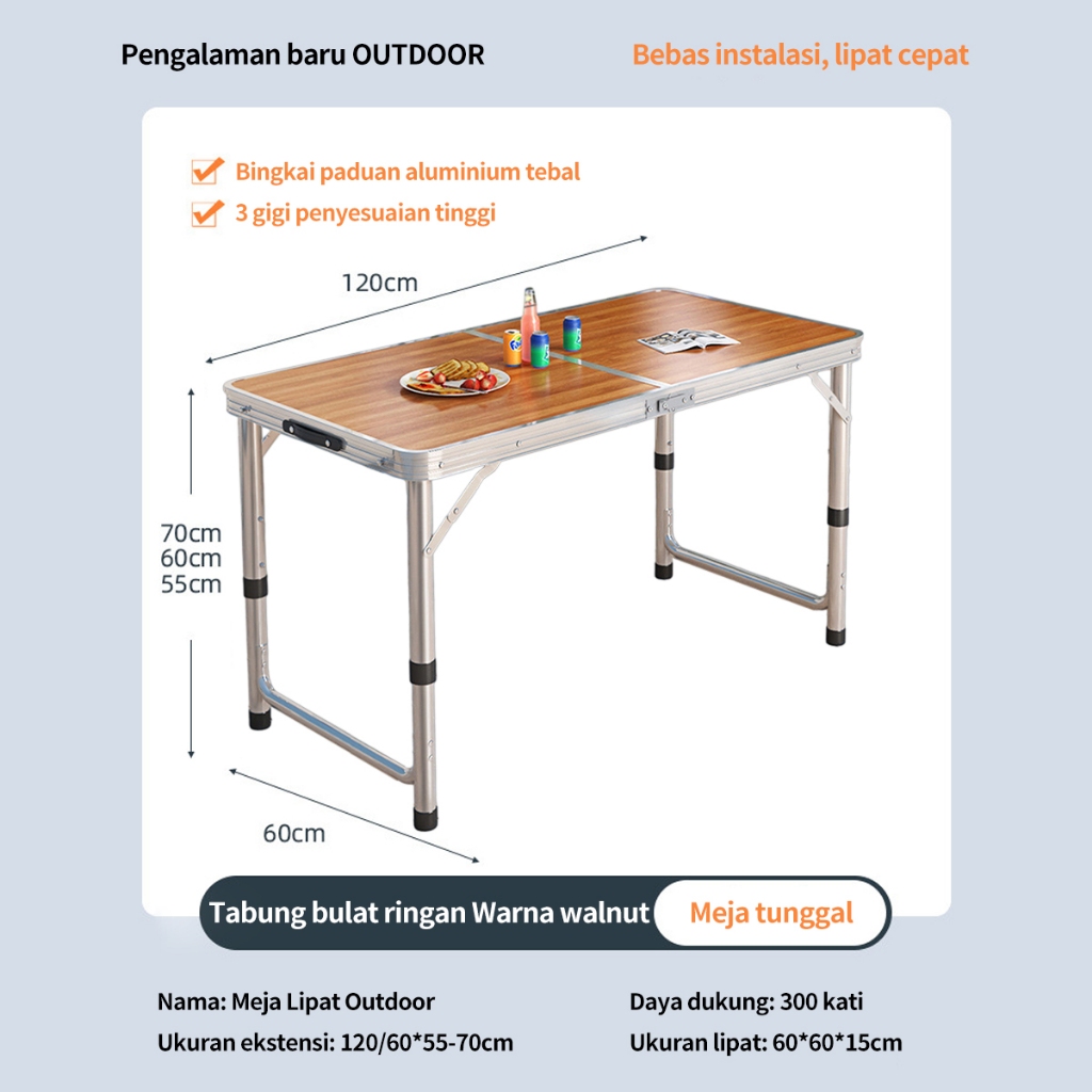 Jual AZ Meja Lipat Koper Hpl Meja Serbaguna Meja Lipat Portable Meja Kaki Bulat | Shopee Indonesia