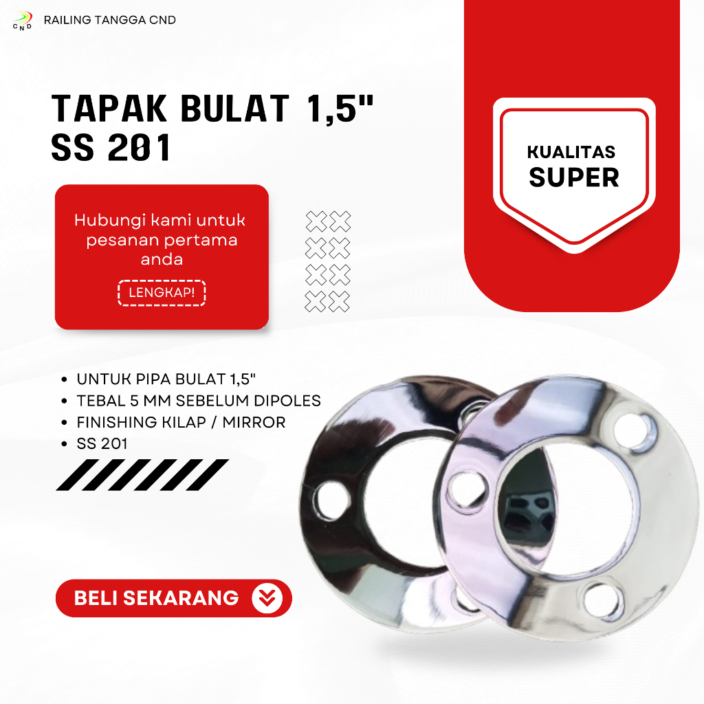 Jual Tapak baseplate plendes bulat 1.5" SS 201 & 304 tiang railing ...