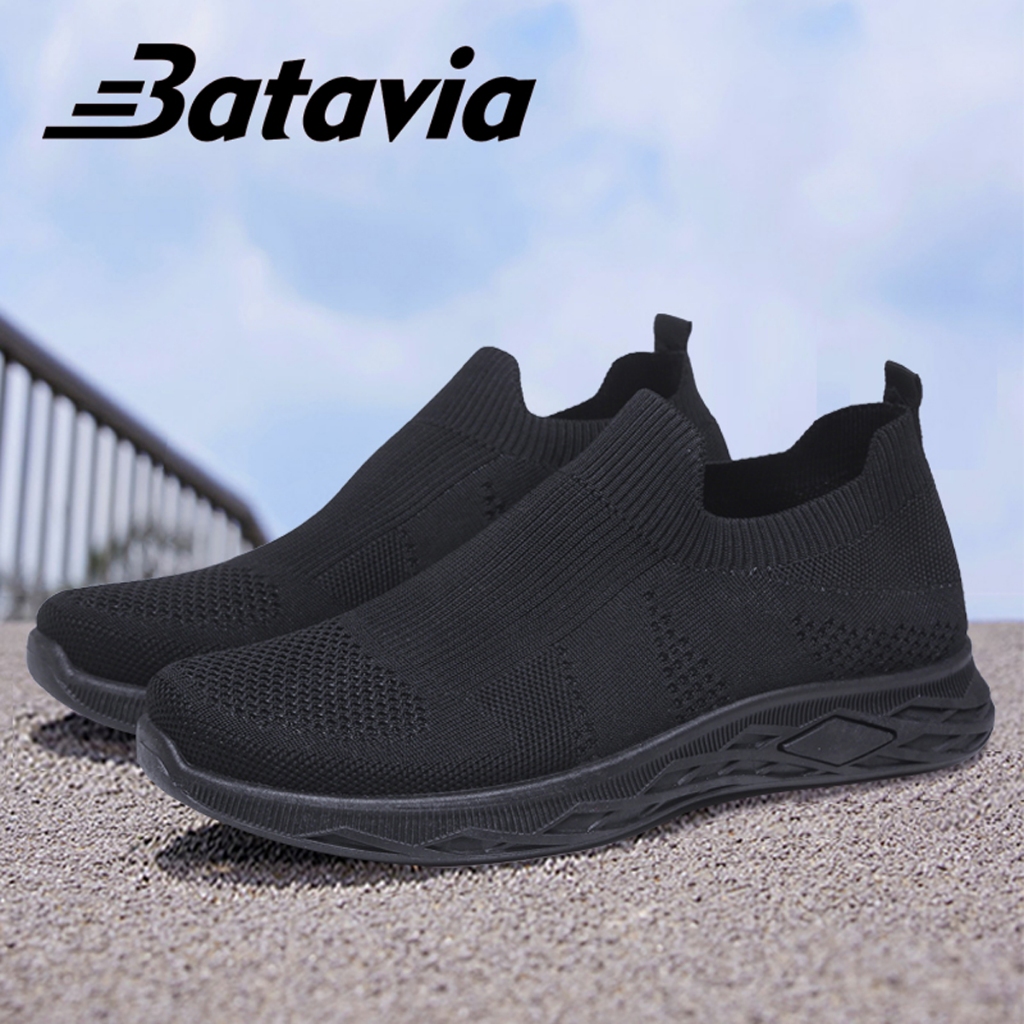 Jual Batavia Sepatu Pria Ringan Hitam Slip-On Senior Kasual Flyknit ... Jual Batavia Sepatu Pria Ringan Hitam Slip-On Senior Kasual Flyknit ...