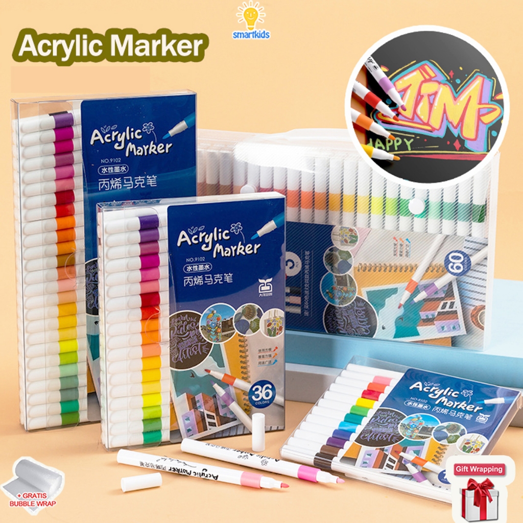 Jual Pen Akrilik Marker Warna Cepat Kering Tahan Air / Spidol Acrylic ...
