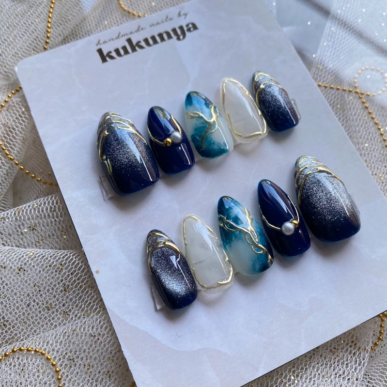 Jual Bianca nails | fake nails | custom nails | kuku wisuda | marble ...