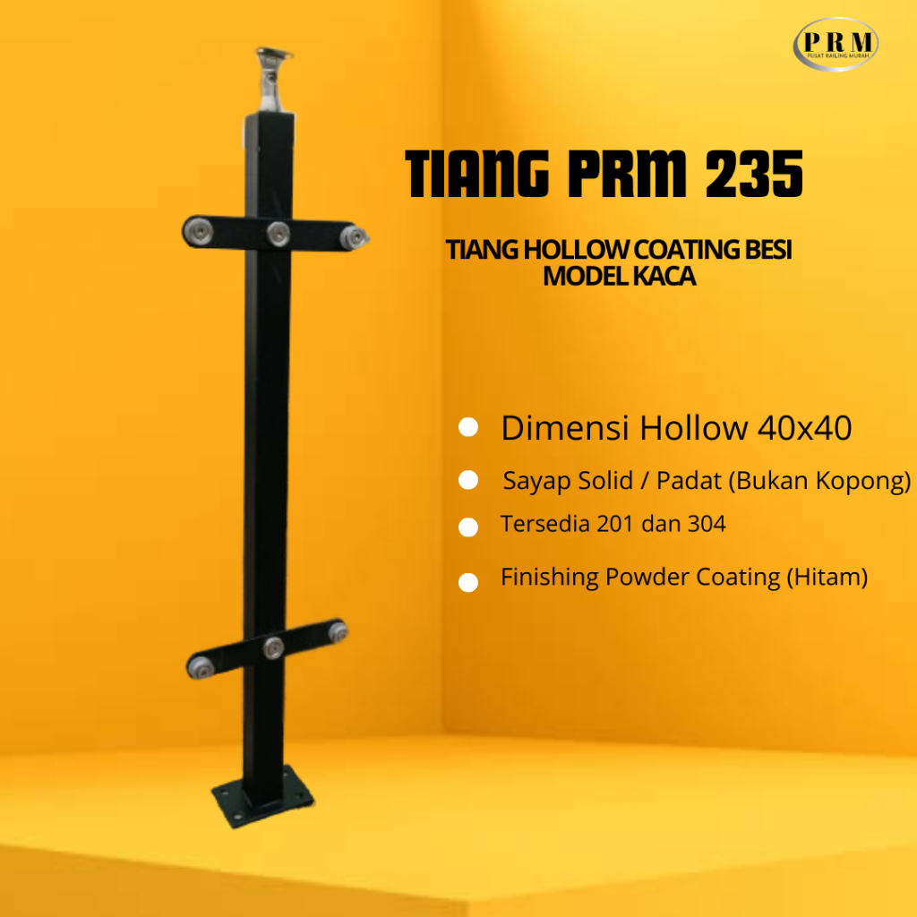 Jual Tiang Railing Tangga Model Kaca/Tiang hollow coating besi hitam ...
