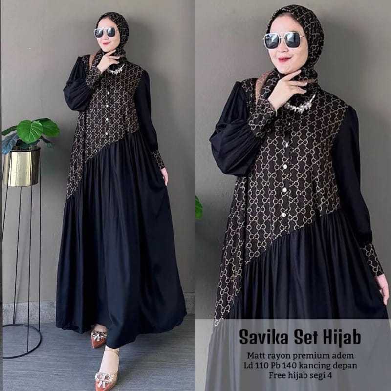 Jual Gamis Set Hijab Savika Rayon Premium Jumbo Kombinasi Terbaru 2024 ...