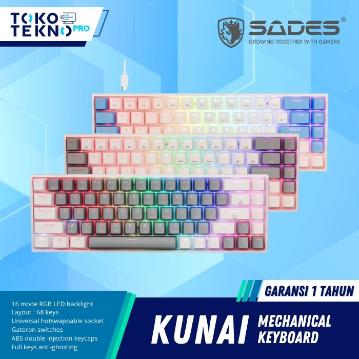 Jual Sades Kunai SK-868 3 in 1 Connection Mechanical Gaming Keyboard | Shopee Indonesia