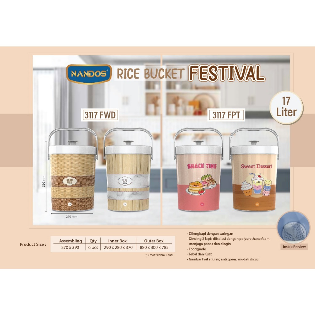 Jual NAIBA - RICE BUKET 17L - TERMOS NASI/TERMOS ES | Shopee Indonesia