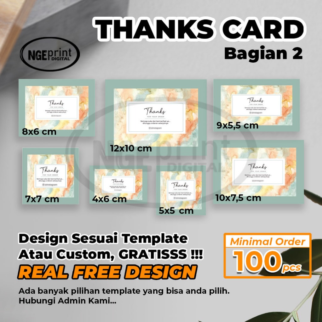 Jual THANK YOU CARD / THANKS CARD / KARTU UCAPAN TERIMAKASIH / SOUVENIR ...