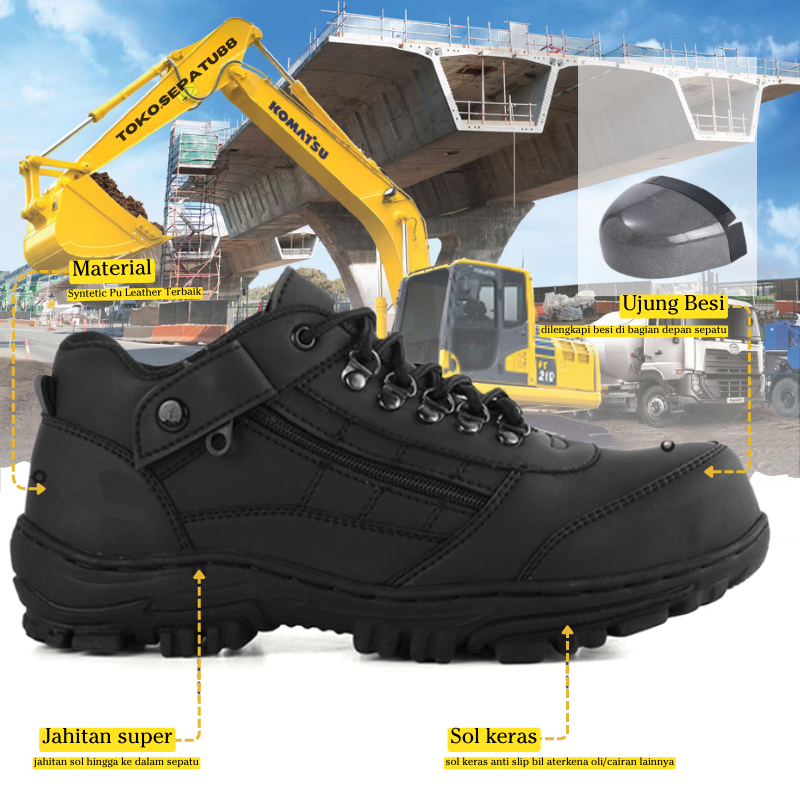 Jual Sepatu Boots Safety Pria Proyek Ujung Besi - Septy Shoes Boot ...