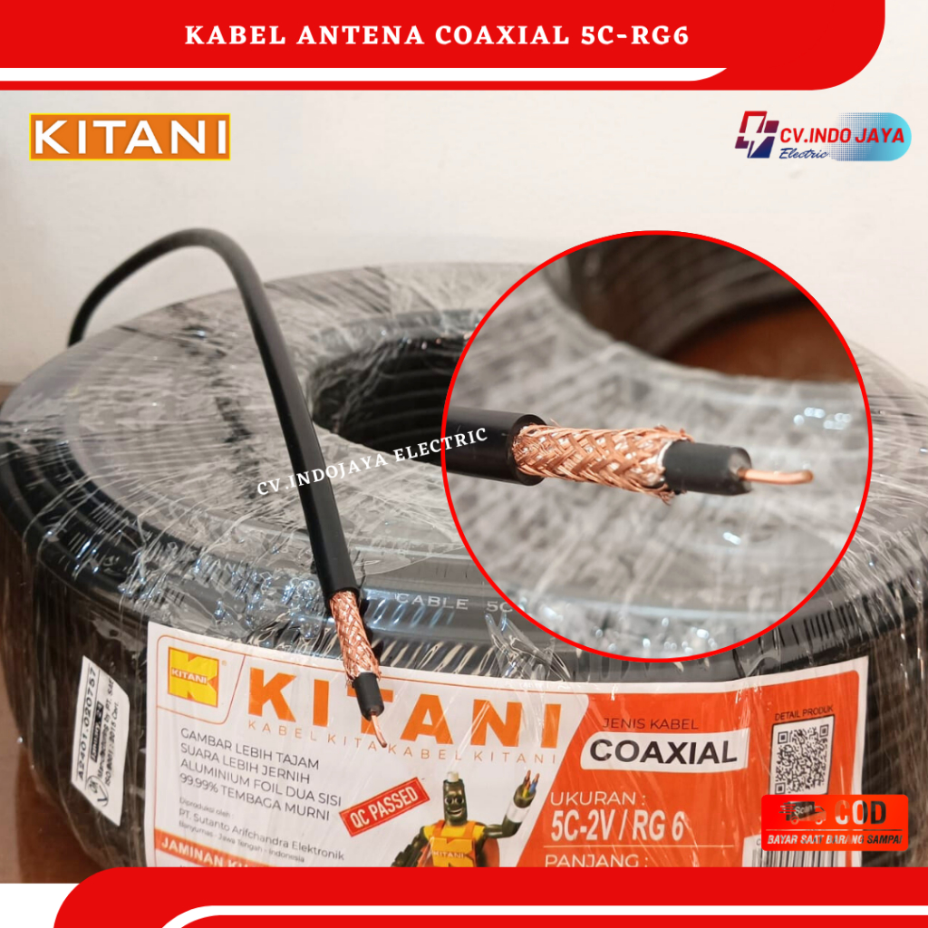 Jual Kabel Antena Kitani Coaxial 5C RG6 kabel antena tv digital harga permeter | Shopee Indonesia