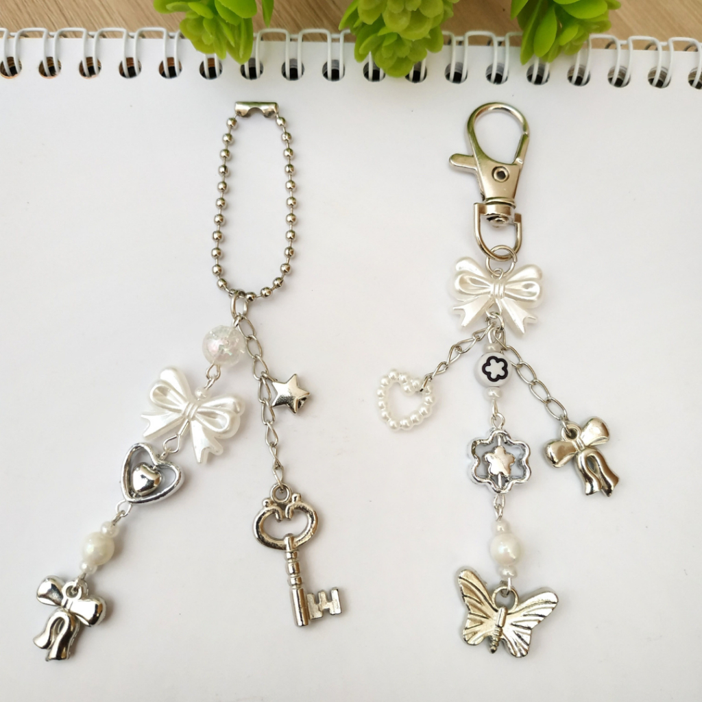 Jual Keychain Butterfly Ribbon Key Charm / Gantungan Kunci Liontin ...