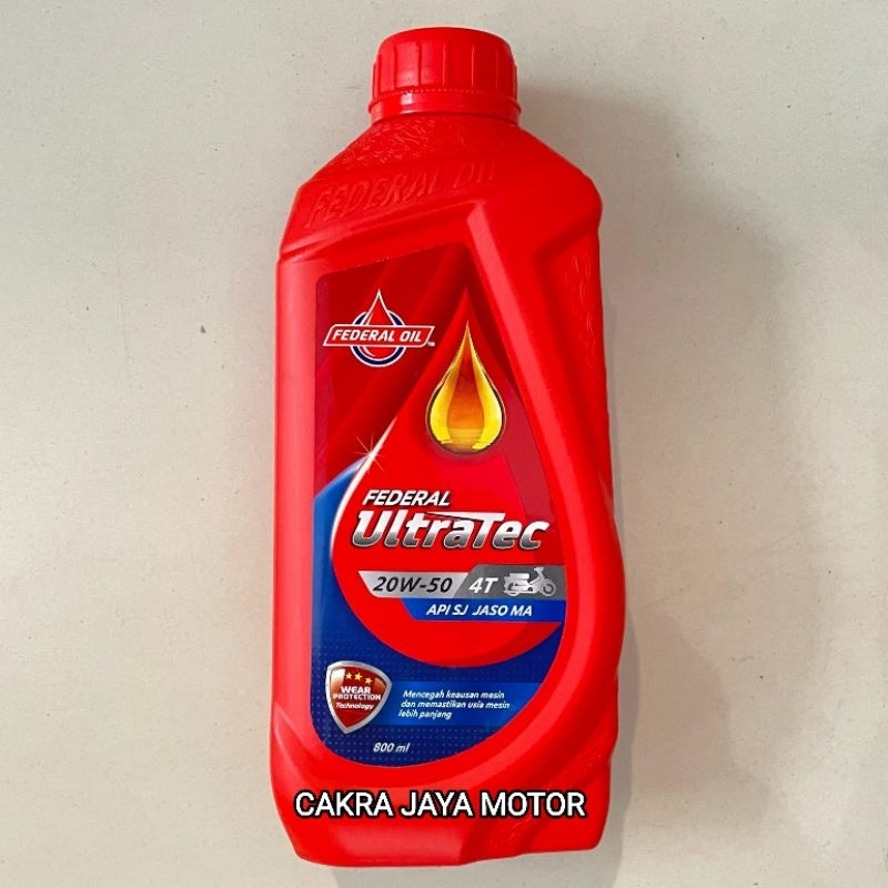 Jual 1 DUS = 24 Botol Oli Federal Ultratec 800ml 20W-50 Merah NEW ...