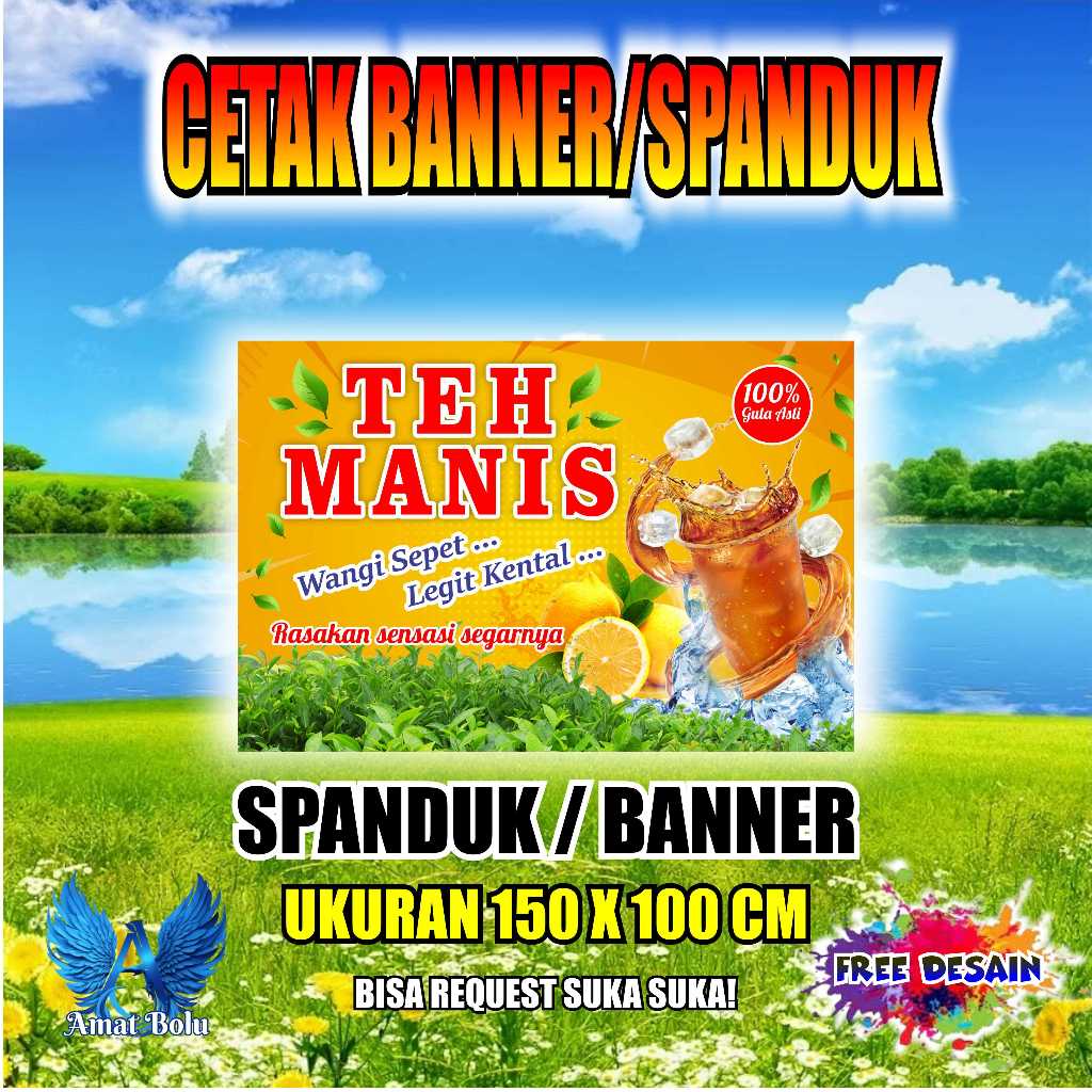 Jual Cetak Banner Cetak Spanduk Teh Manis Ukuran 150X100 CM BISA ...