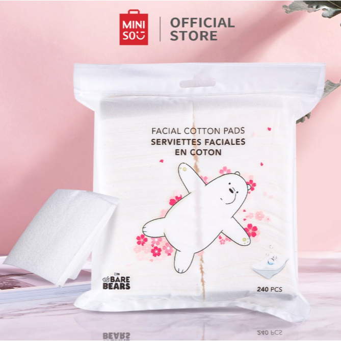Jual MINISO Facial Cotton Pad 240pcs Kapas Tipis Pembersih Makeup Make ...