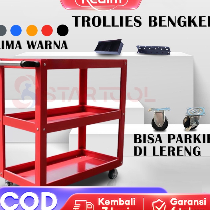 Jual Penawaran khusus REAIM Trollies Bengkel Troli Bengkel Rak 3 Susun ...