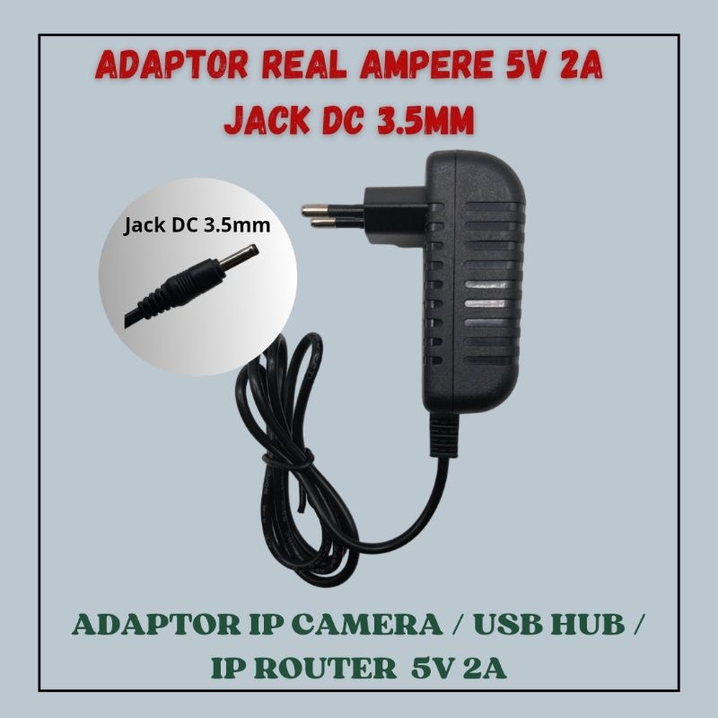 Jual ( COD ) Adaptor CCTV / IP Camera Real Ampere 5V 2A jack DC 3.5mm ...