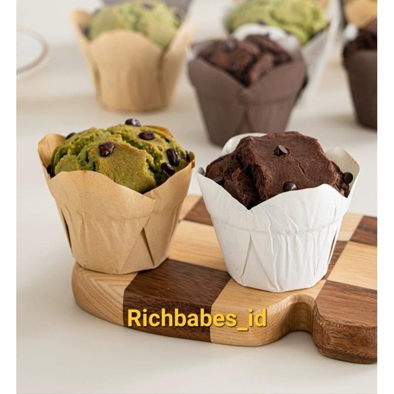 Jual 50pcs kertas alas cup cake tulip paper cupcake wadah muffin kertas ...