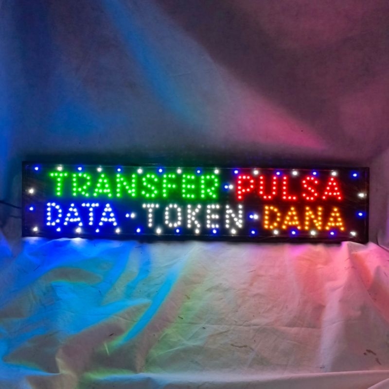 Jual papan lampu LED tulisan TRANSFER PULSA DANA TOKEN DATA 80x20 cm ...
