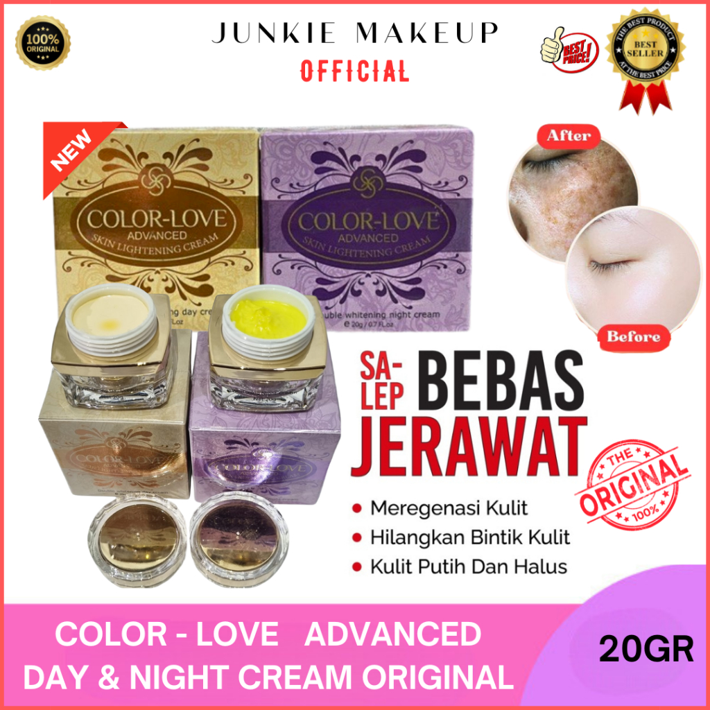 Jual 𝗝𝗨𝗡𝗞𝗜𝗘 𝗠𝗔𝗞𝗘𝗨𝗣 -Color Love Skin Lightening Cream / Day and Night ...