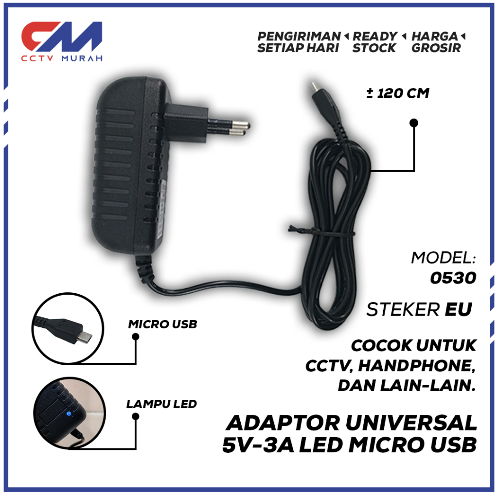 Jual Adaptor 5 Volt 3 Ampere Micro USB , Adaptor 5V 3A | Shopee Indonesia